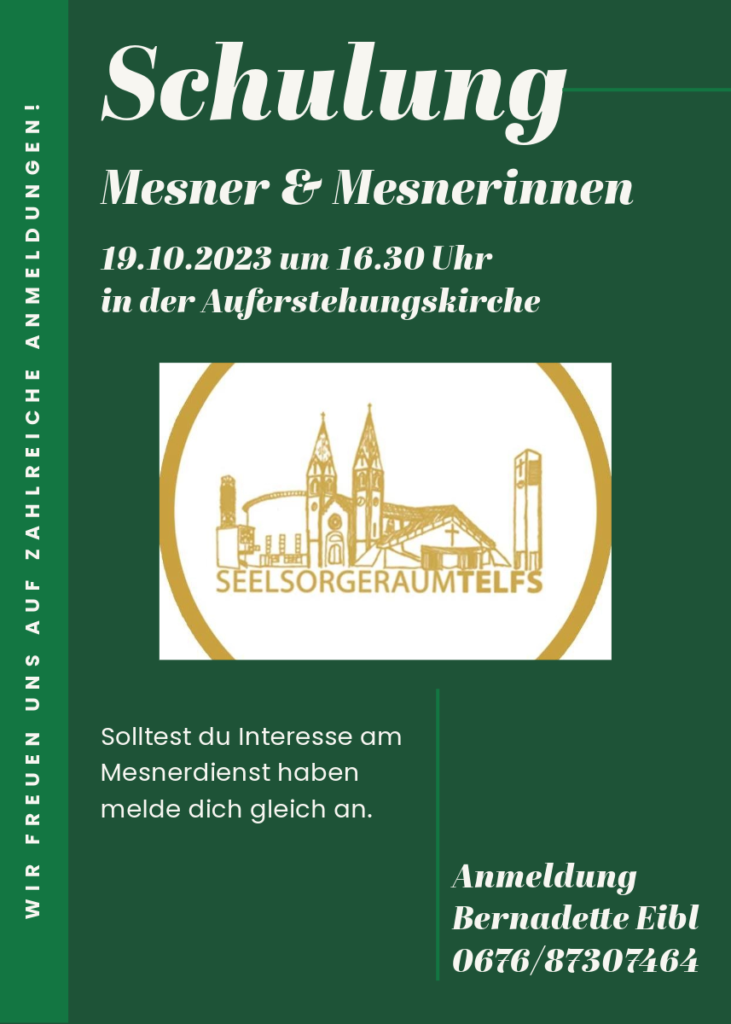 Schulung Mesner & Mesnerinnen - Seelsorgeraum Telfs